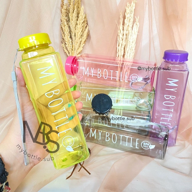 Jual GROSIR 100PCS MY BOTTLE KOTAK TUTUP BULAT BOTOL MINUM PLASTIK ...