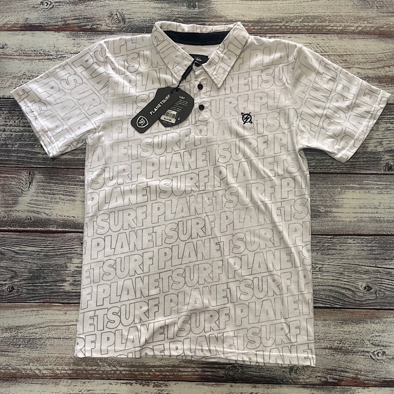 Jual KAOS POLO PLANET SURF DISKON KERAH PRIA PUTIH POLOS | Shopee Indonesia