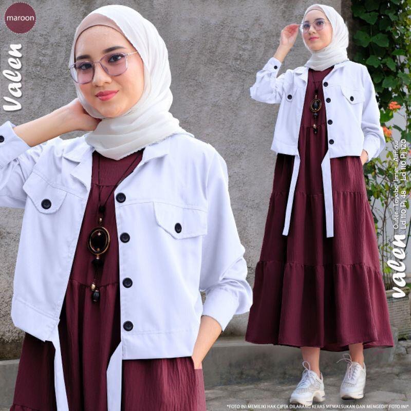 Jual Baju Wanita Terbaru Valen Set Dress + Outer 2in1 Baju Set Wanita Crinkle Airflow Terbaru ...