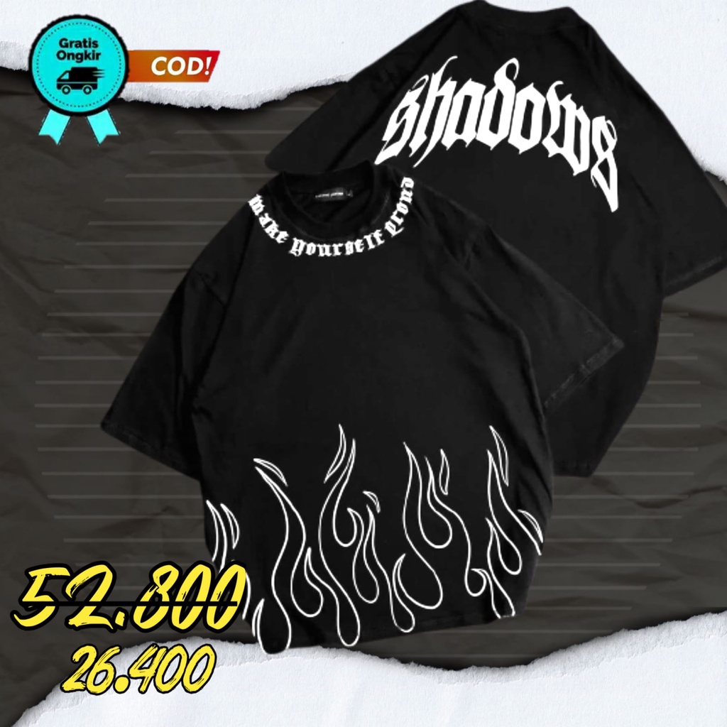 Jual Kaos Motif api Oversize Baju Motif Api Oversize T shirt Fire ...