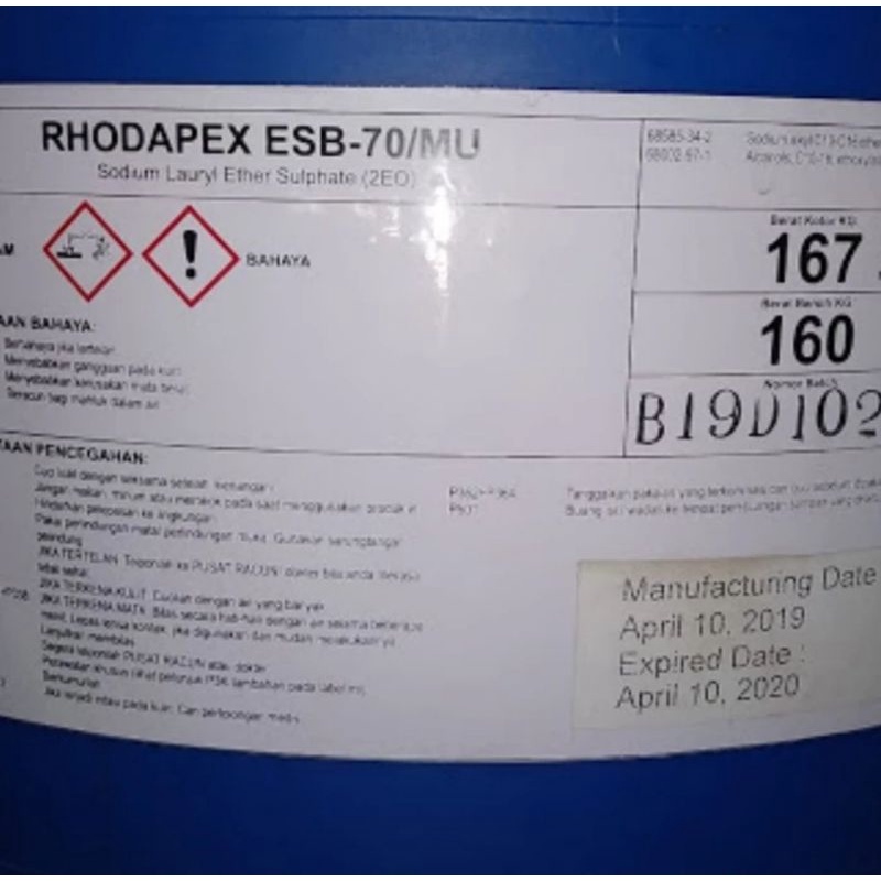 Jual texapon rhodapex 160 kg/sles / sls /sodium lauryl sulfat | Shopee ...
