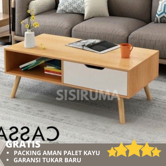 Jual Meja Sofa Ruang Tamu Minimalis Murah Warna Serat Kayu laci Putih ...
