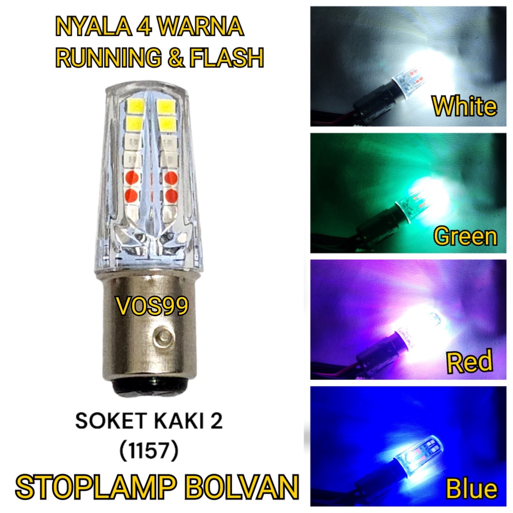 Jual LAMPU STOP BOLVAN NYALA 4 WARNA RUNNING & FLASH DC 12V UNIVERSAL ...
