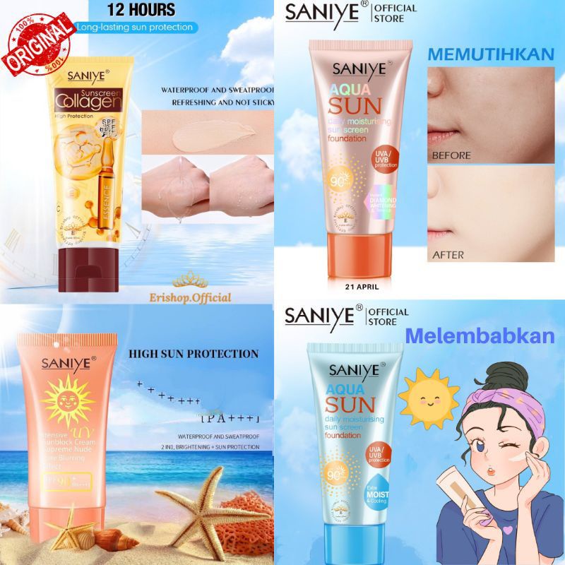 Jual SANIYE Sunscreen Collagen Whitening Moisturizing High Protection SPF90+ SPF 50 PA++ ...