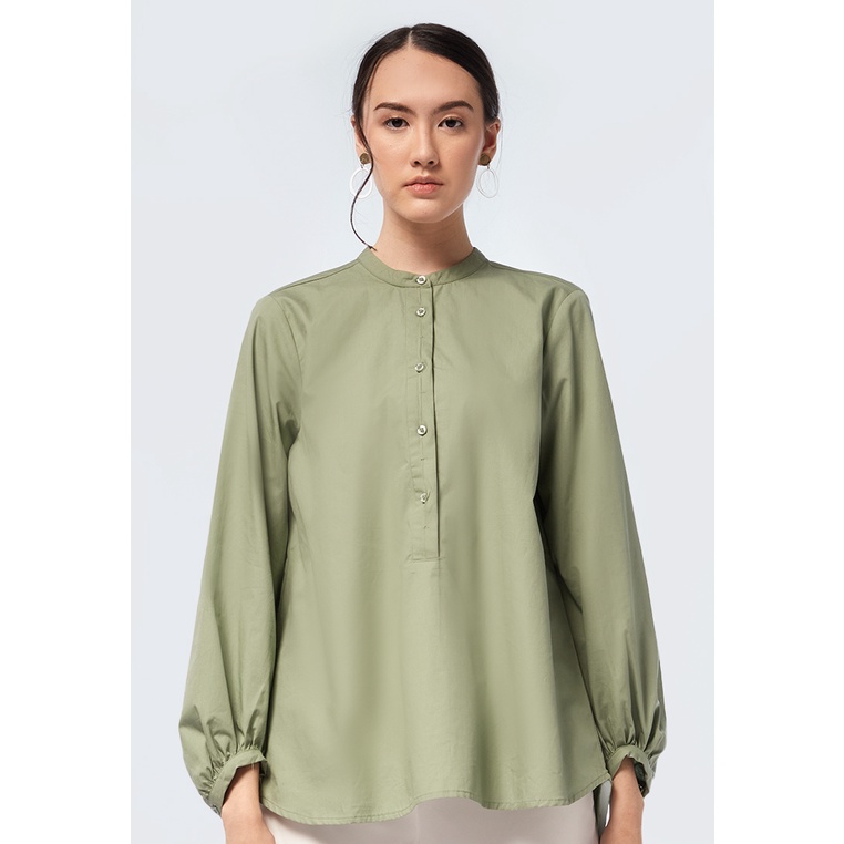 Jual Executive Basic Balloon Sleeve Tunic Green | Shopee Indonesia