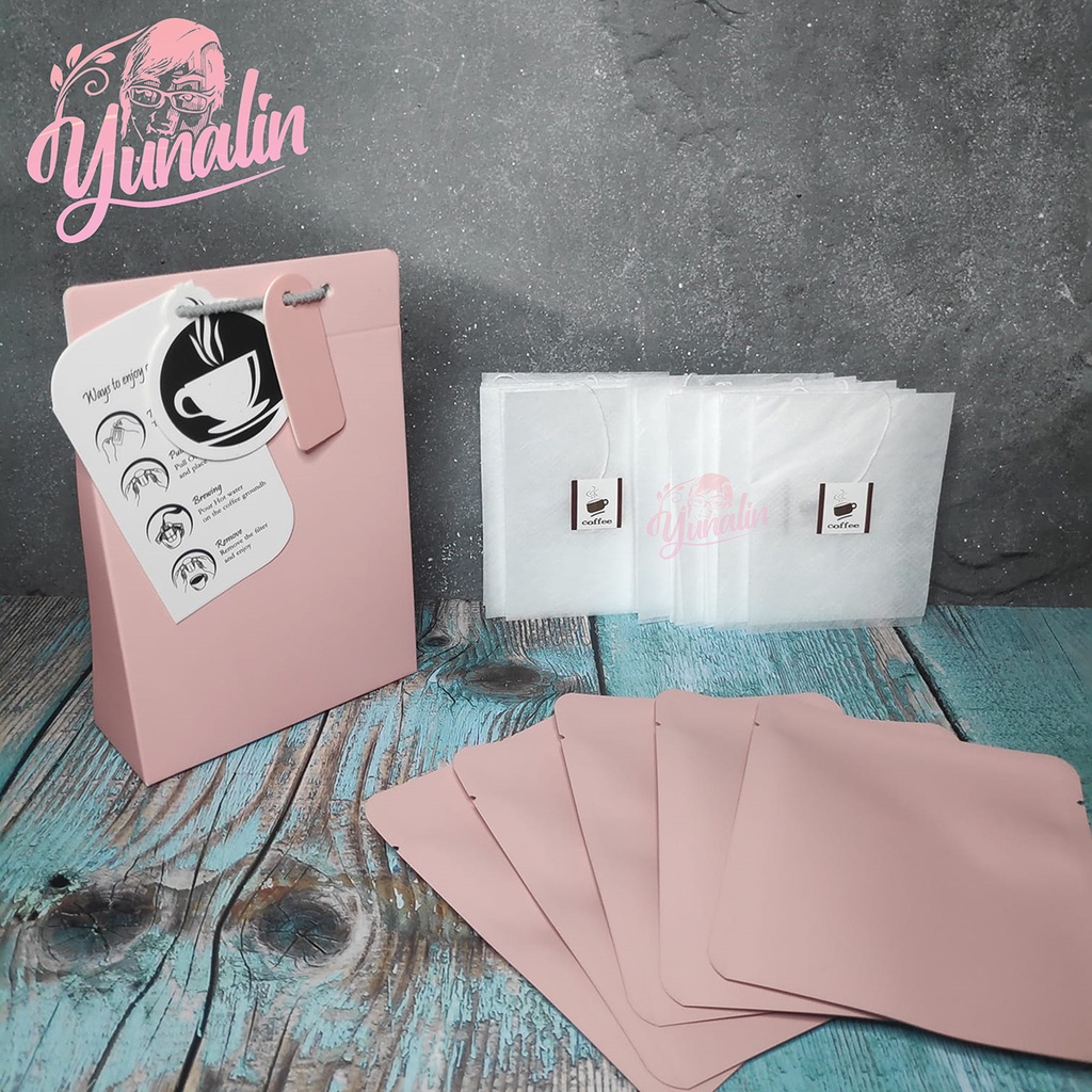 Jual Paket Kemasan Box Segitiga Pink + Filter Coffee Celup + Sachet ...