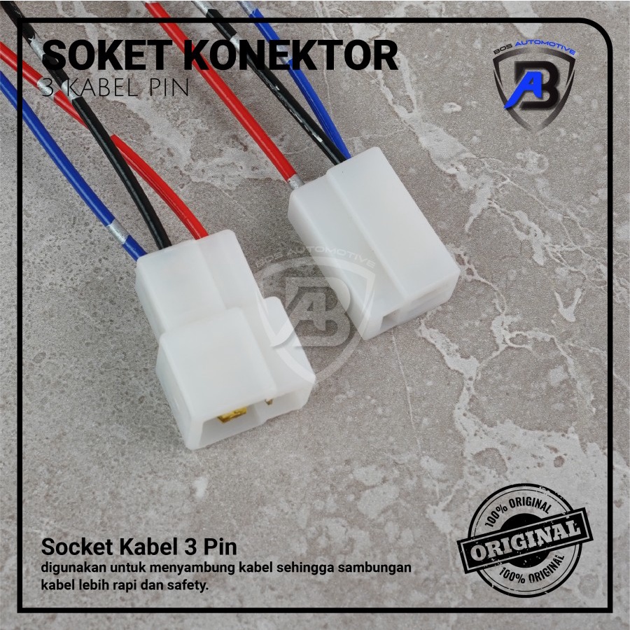 Jual Soket Sambung 3 Pin Besar Socket Sambungan Kabel Konektor Mobil ...