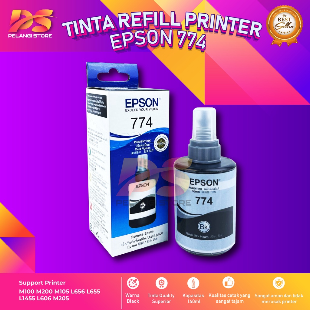 Jual Tinta Epson 774 Hitam Untuk Printer L605 L655 M100 M200 M205 L1455 ...
