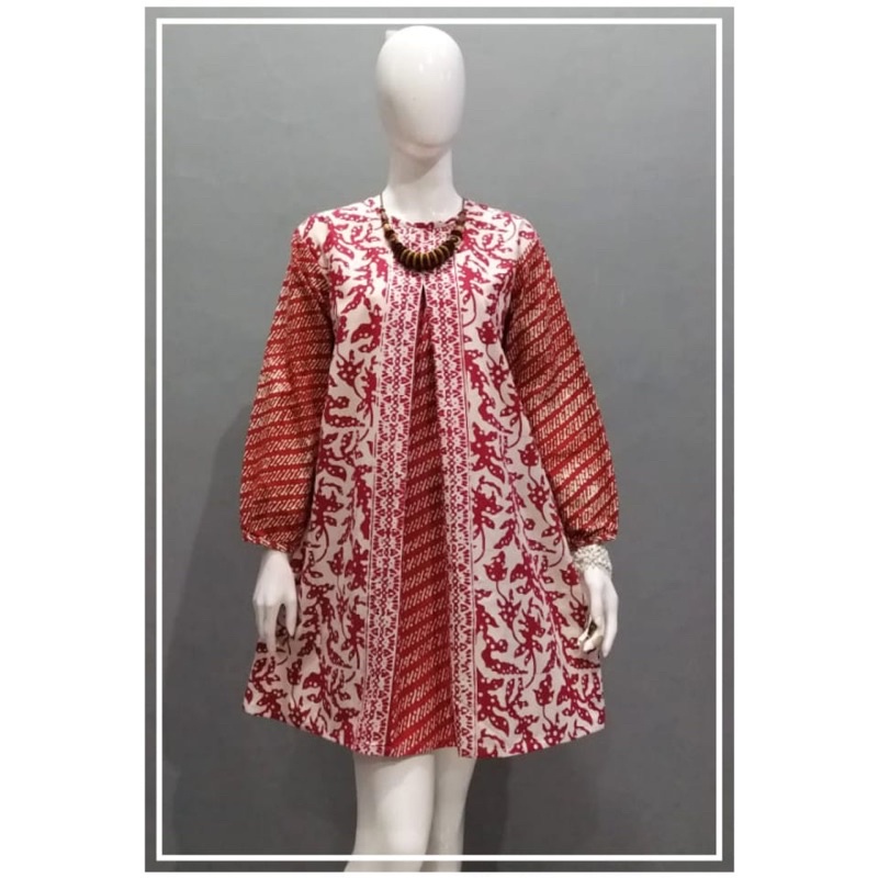 Jual Dress Tunik Batik Merah Putih 17 Agustusan Bahan Katun Halus Cap ...