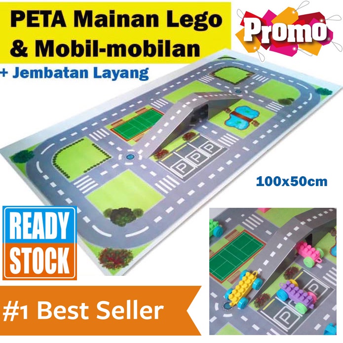 Jual Mainan Anak Peta Jalanan 100x50cm untuk Mobil Mobilan Balok Susun ...