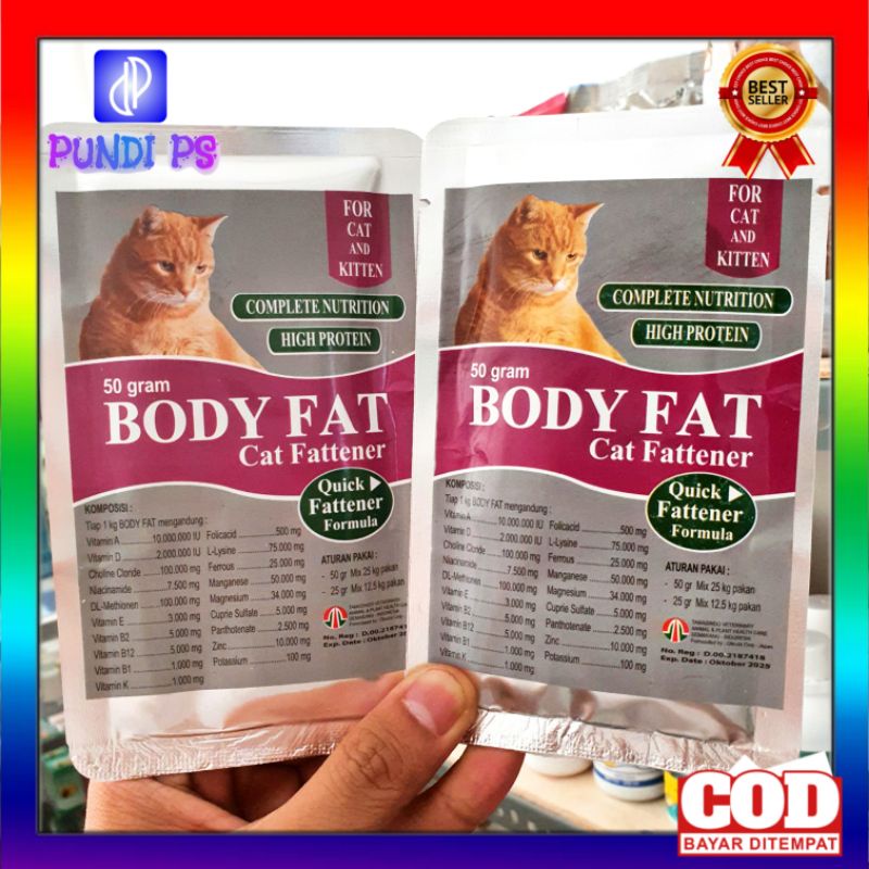 Jual BODY FAT vitamin penggemuk badan kucing body fat 50 gram Bodyfat ...