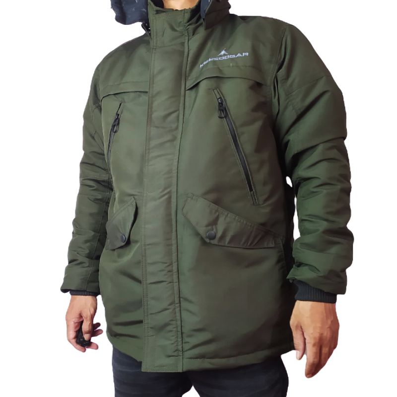 Jual KICKSOOGAR jaket pria tebal semi parka hijau | Shopee Indonesia