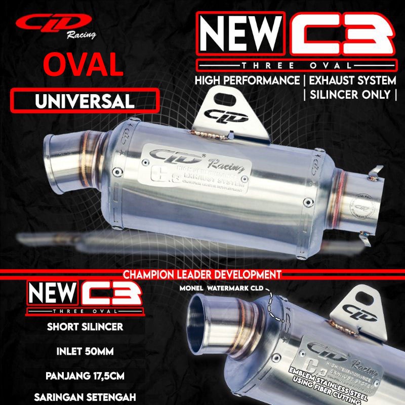 Jual Silencer only CLD Racing New C3 Bulat Oval Inlet 45 & 50mm ...