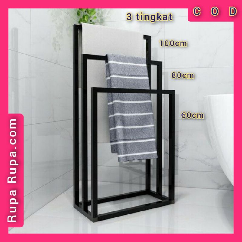 Jual rak handuk kayu stand kamar mandi freestanding 3 tingkat | Shopee ...