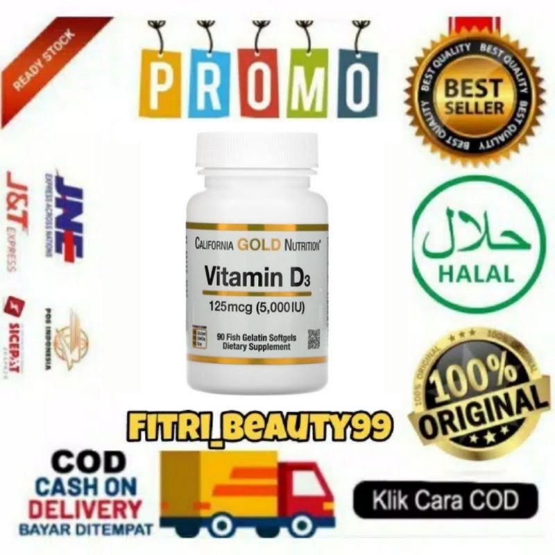 Jual Vitamin D3 Vit D-3 5000IU 90 Softgels California Gold Nutrition ...