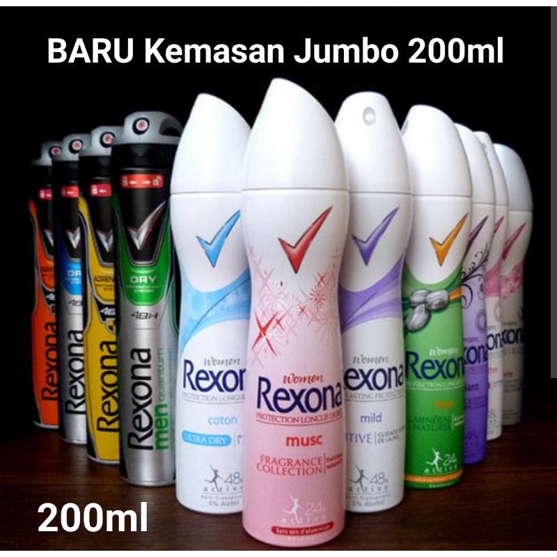 Jual REXONA New Deodorant Bodyspray Kemasan Jumbo 200ml | Shopee Indonesia