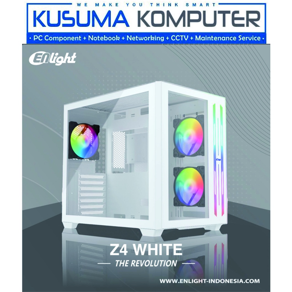 Jual Case PC Enlight FPMAX Z4 White RGB include 3 Fan ATX Casing Gaming ...