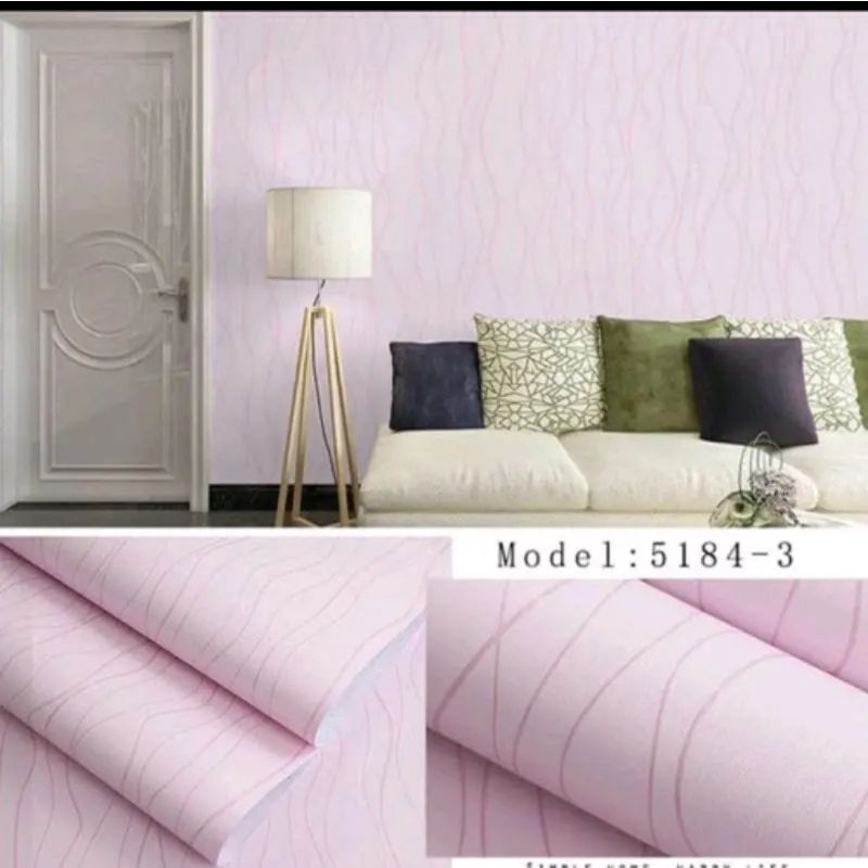 Jual Wallpaper Sticker Dinding Ruang Tamu Kamar dan Kantor Motif Salur Pink | Shopee Indonesia