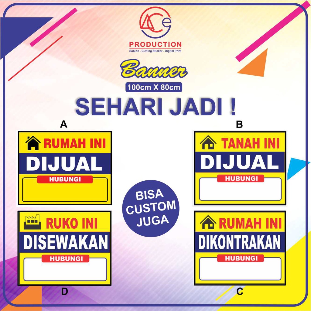 Jual BANNER RUMAH RUKO DIJUAL DISEWAKAN DIKONTRAKKAN | Shopee Indonesia