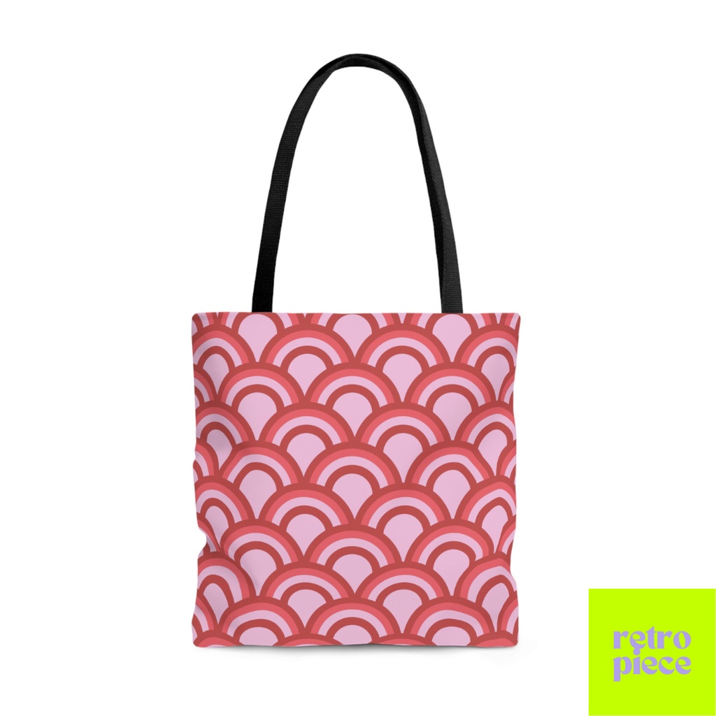 Jual Wavy Half Circle Red Pink Y2K Aesthetic Retro Premium Canvas Tote ...