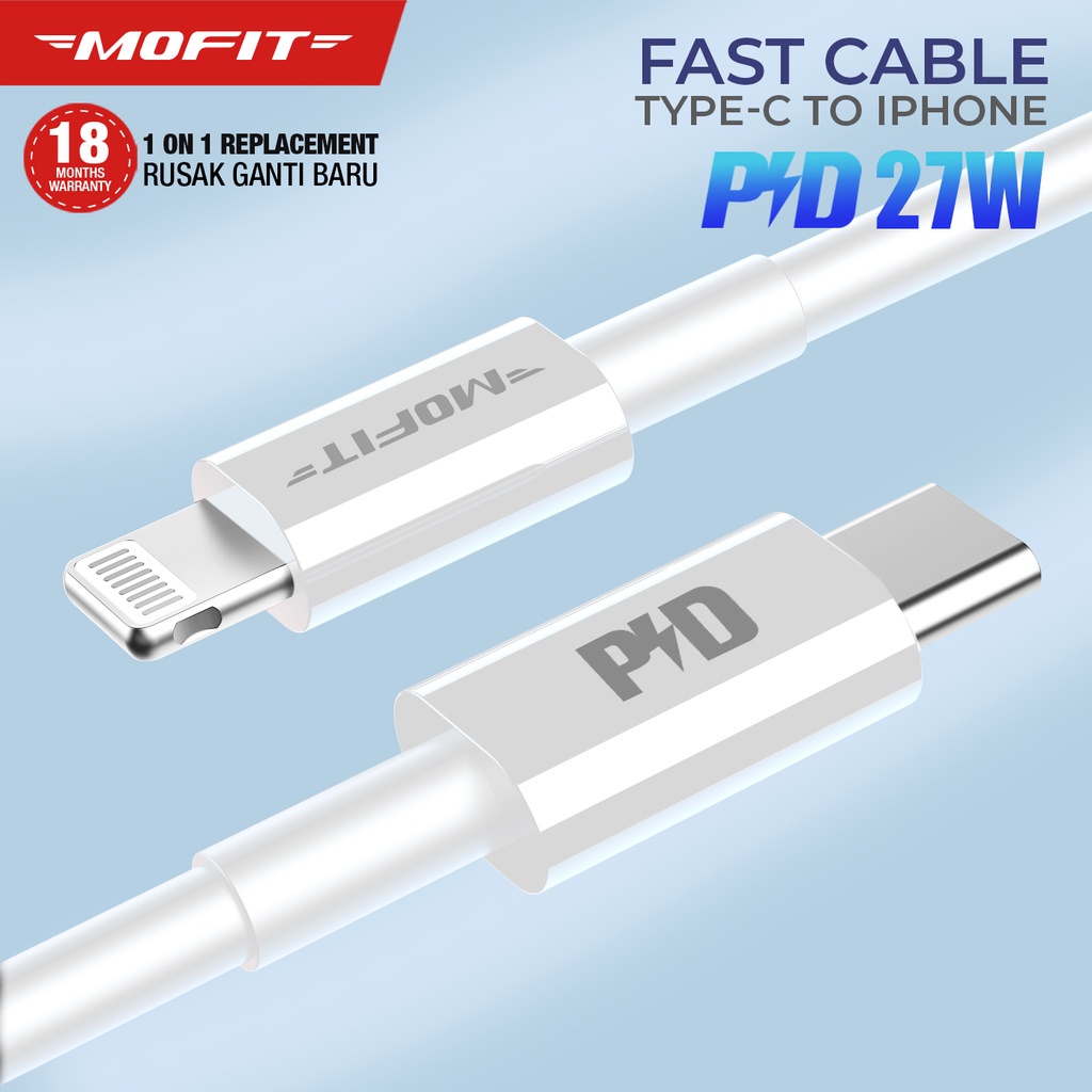 Jual Mofit PD Cable Type-C to Lightning Fast Charging 20W 27W iPhone 13 12 pro max 11 XR X 8 ...