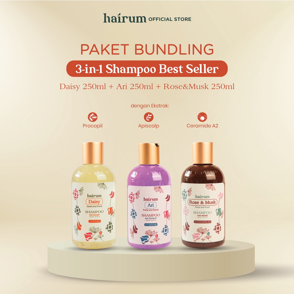 Jual Hairum Paket Shampoo Bundling 3in1 Shampoo Travel Size 250 ML ...