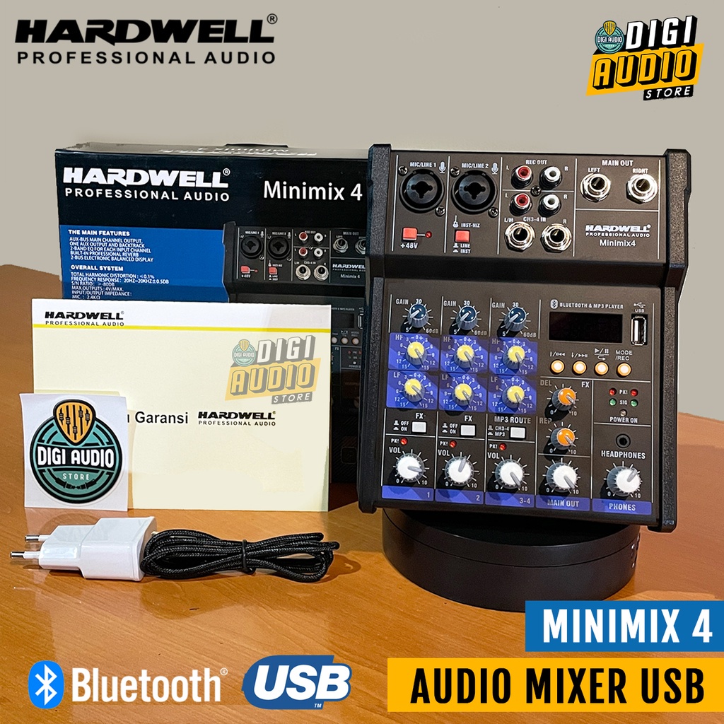 Jual HARDWELL MINIMIX 4 Mini Audio Mixer USB Recording Soundcard Audio ...