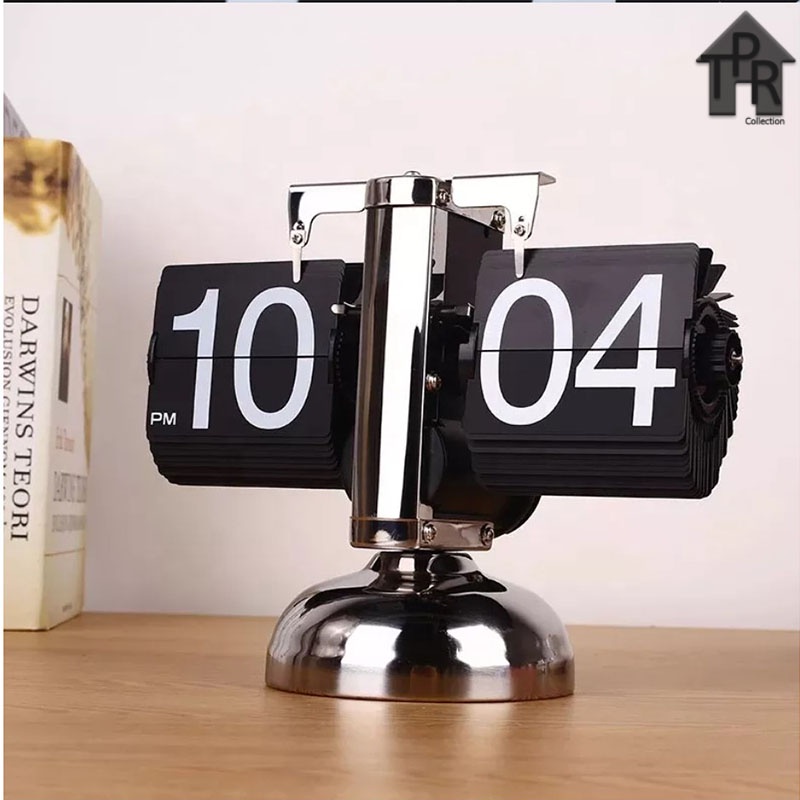 Jual Jam Meja Retro Flip Table Clock Stainless Unik Antik Premium ...