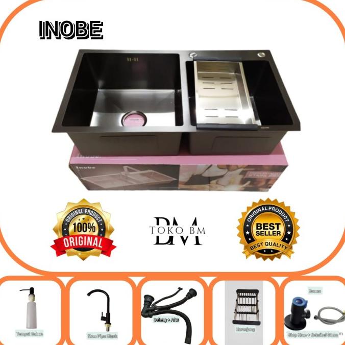 Jual Paket Lengkap Kitchen Sink Inobe 8245 Hitam Doff/Bak Cuci Piring ...