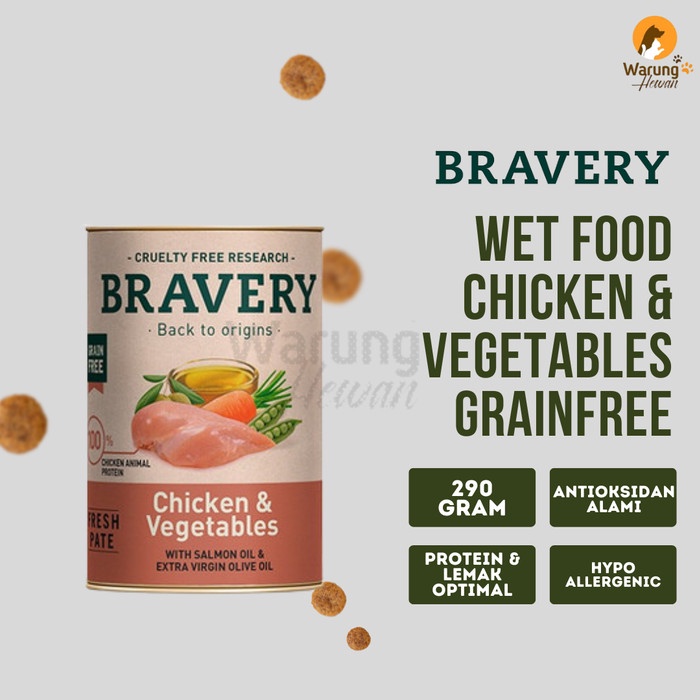 Jual Bravery Wet Food Anjing Rasa Chicken Vegetable Grainfree 290 Gram ...