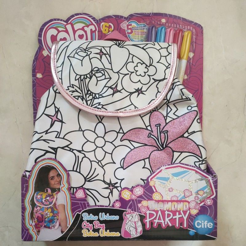Jual diy coloring backpack bag with 5 markers | Shopee Indonesia