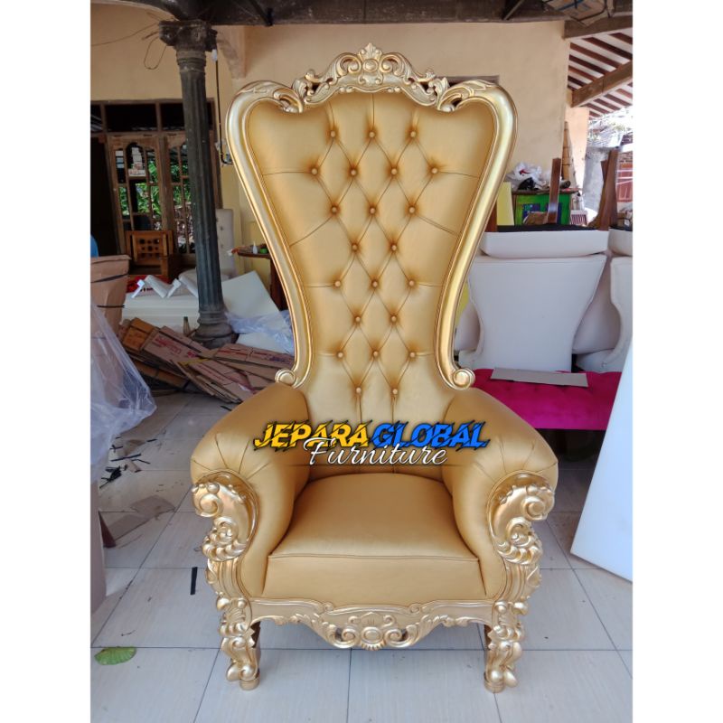 Jual Kursi sofa syahrini gold leather ( kursi raja , kursi ukir , kursi ...