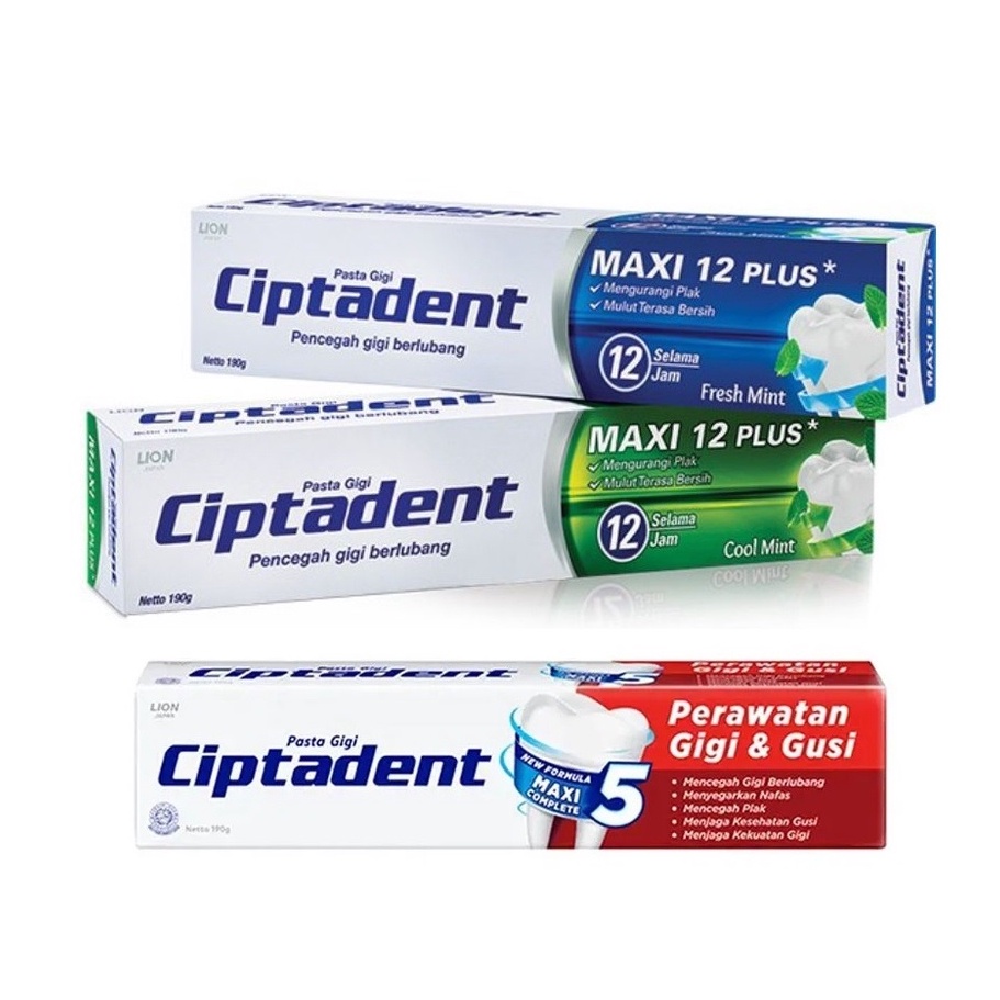 Jual Ciptadent Pasta Gigi Maxi 12 Plus Complete / Cool Mint / Fresh Mint 190g 75g - Toothpaste ...