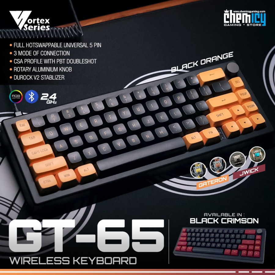 Jual Vortex Series GT65 / GT-65 RGB Hotswap Wireless Mechanical ...