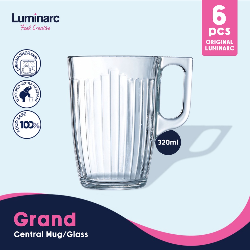 Jual Luminarc Gelas/Mug Grand Central 320ml - 6pcs | Shopee Indonesia