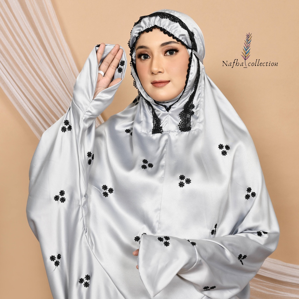 Jual NAFHA - Mukena Terusan Dewasa Sutra Bordir Mawar Hani | Shopee ...