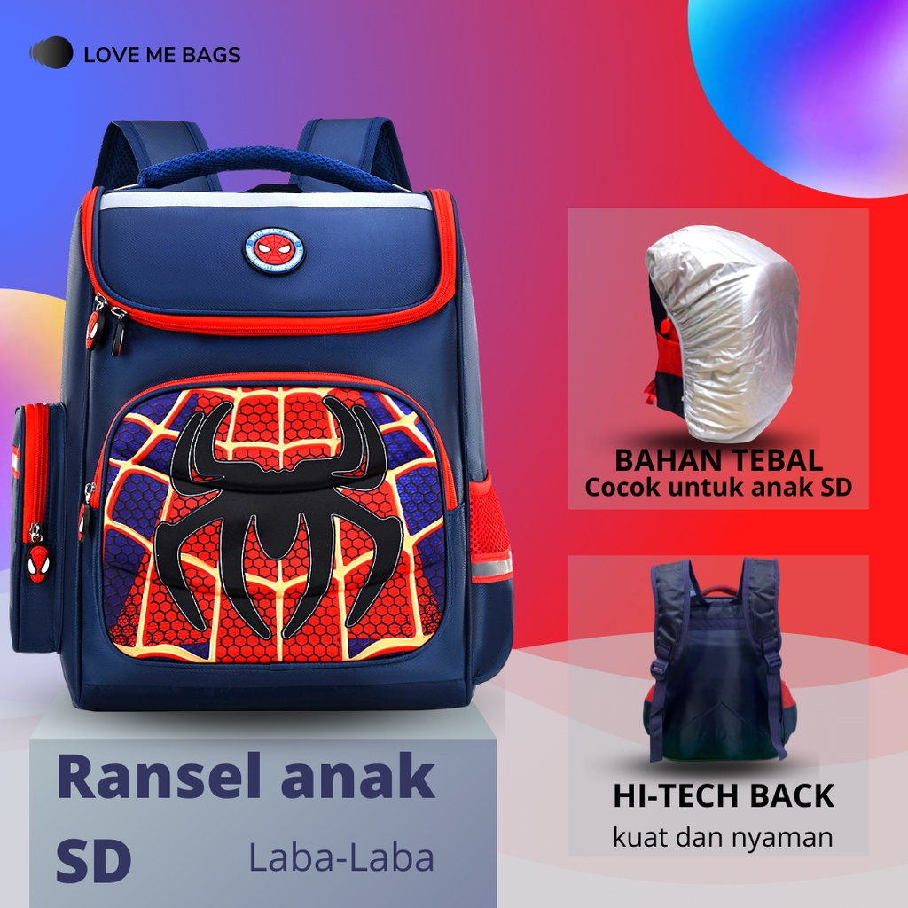Jual LMB Tas Anak Sekolah Laki Laki SD Import Bahan Nilon Premium Karakter Superhero Timbul 6D ...
