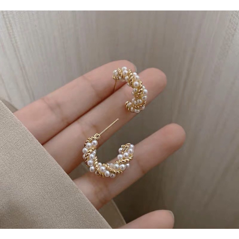 Jual Fion Hoops Earring (925 Silver Tusukan) / Anting Hoops Mutiara ...