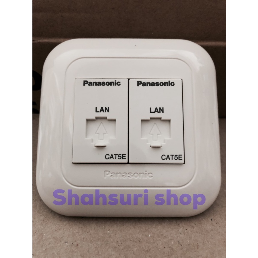 Jual Stop kontak Outlet data cat5e cat 5 e double 2 + frame panasonic 1 ...