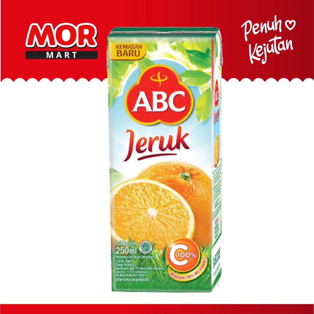 Jual ABC Jeruk Jus Orange Juice Minuman 100% AKG Vitamin C Tpk Ktk 250 ...