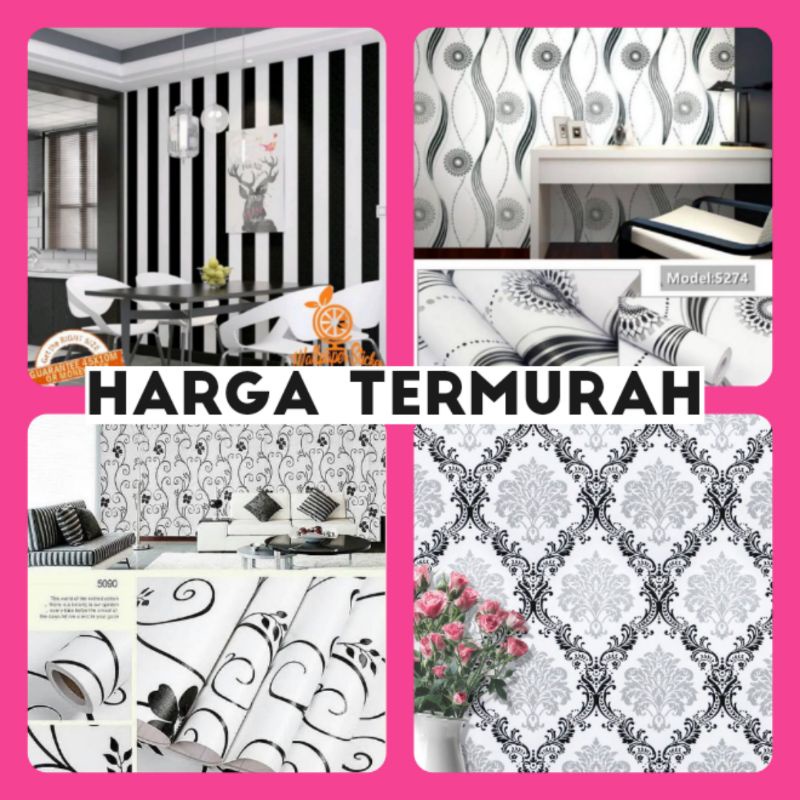 Jual Wallpaper Motif Hitam Putih Wallpaper Bata Wallpaper Salur ...