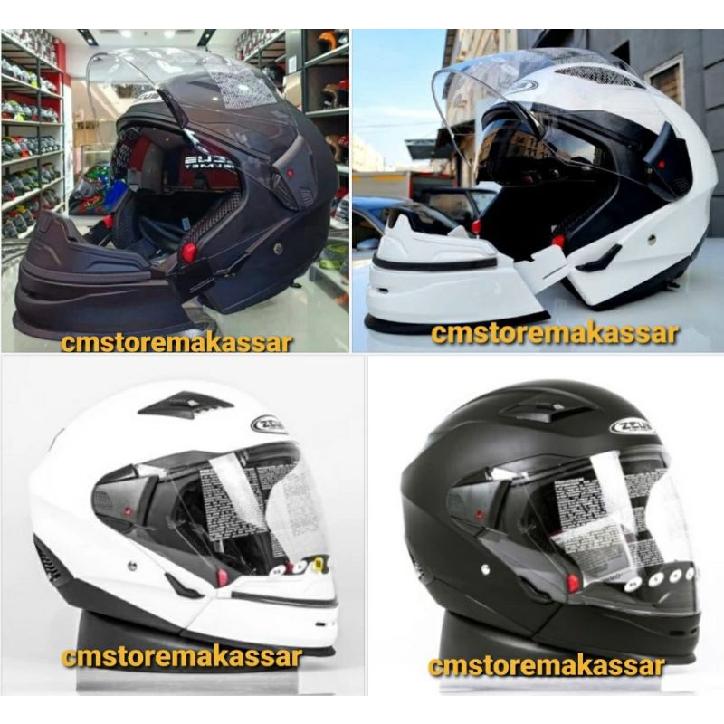 Jual Helm Zeus 611C Modular Solid 2 In 1 Full Face and Half Face Helmet ...
