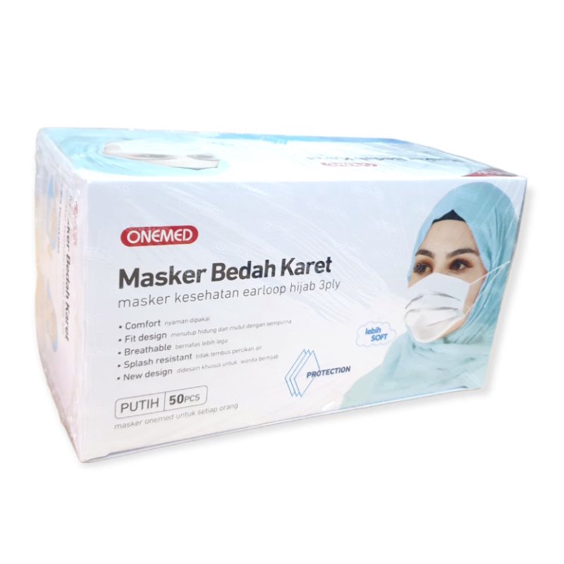 Jual ONEMED Masker Jilbab Hijab 3ply 50pcs/box | Shopee Indonesia