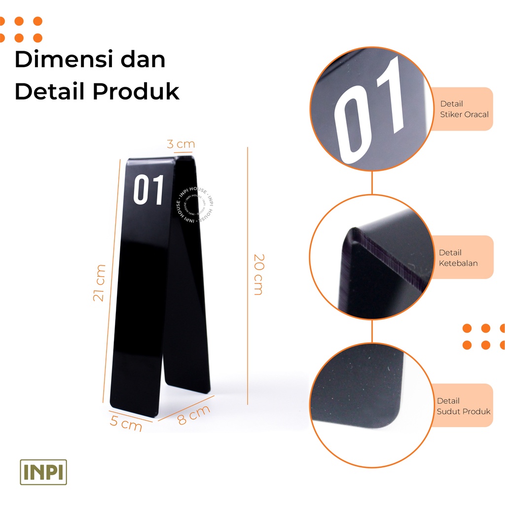 Jual Nomor Meja Akrilik Papan Tanda Nomor Meja Tinggi 20 CM - INPI ...
