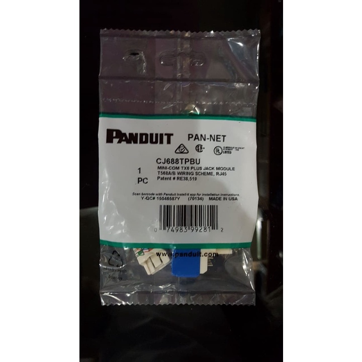 Jual PANDUIT Modular Cat6 / Jack RJ45 Cat.6 ( CJ688TPBU ) PAN-NET ...