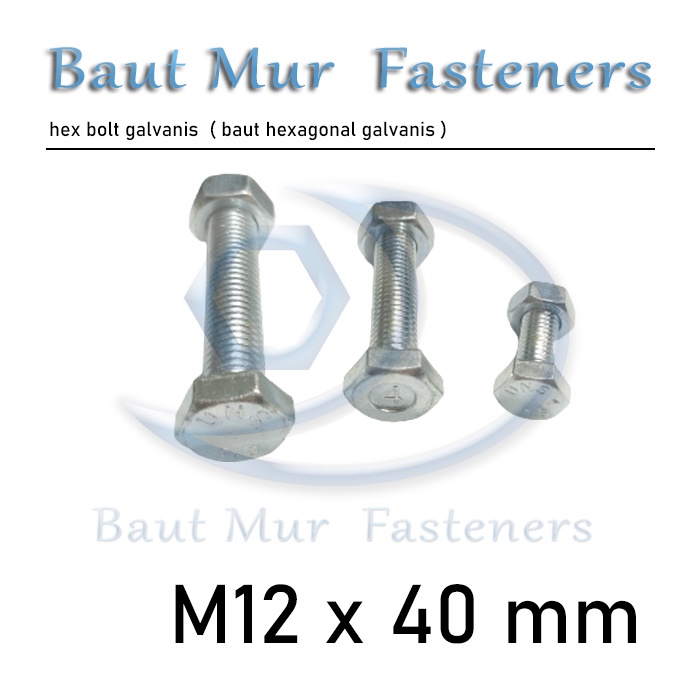 Jual Baut Mur M12 x 40MM / BMP M12 x 40MM Galvanis / BMP M12 x 40MM | Shopee Indonesia