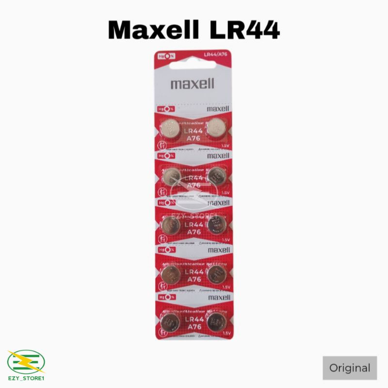 Jual Baterai Maxell LR44 Original Batrai LR 44 L1154 A76 AG13 Alkaline 1.5 V | Shopee Indonesia