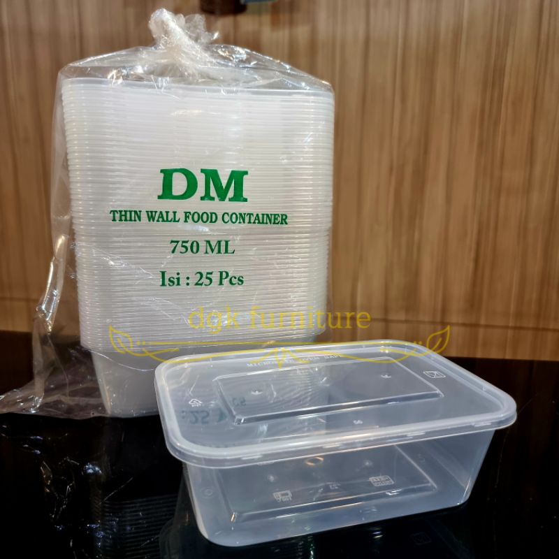 Jual Kotak Makanan Thinwall Persegi Panjang BENING Plastik 750 ML 750ML ...