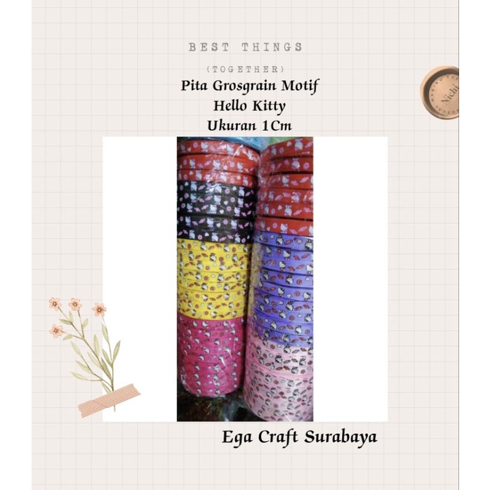 Jual Pita Grosgrain Motif Hello Kitty Ukuran 1Cm | Shopee Indonesia