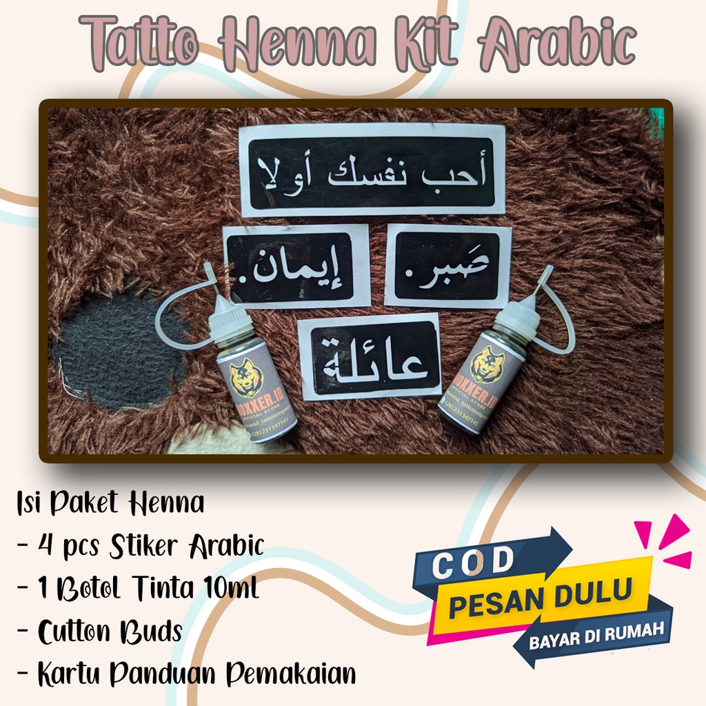 Jual Henna Tato Halal Tahan Lama Bisa Custom Hena Kit 10ml Arabic Henna ...